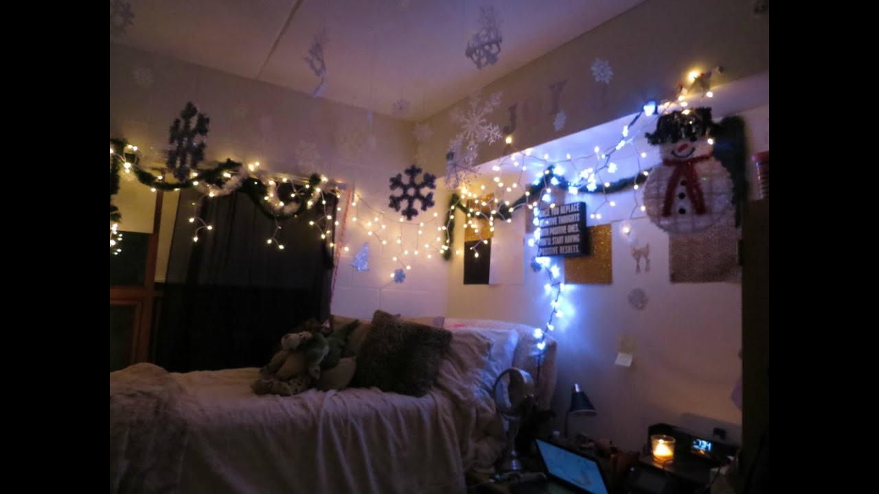 Dorm Room Tour| Winter/Holiday Decor - YouTube