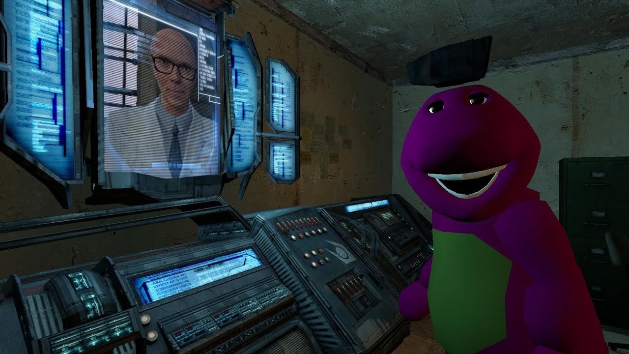Half-Life 2 Barney the Dinosaur Skin mod (crazy mods) - YouTube