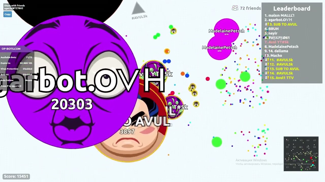 AGAR.IO SERVER TAKEOVER WITH BOTS #1264 || OP-BOTS.COM - YouTube