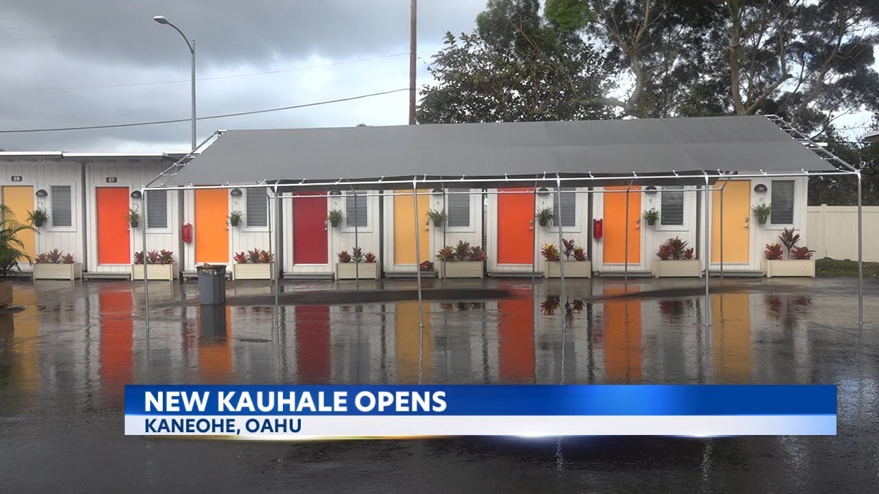 Dozens attend blessing for a houseless kauhale in Kaneohe - YouTube