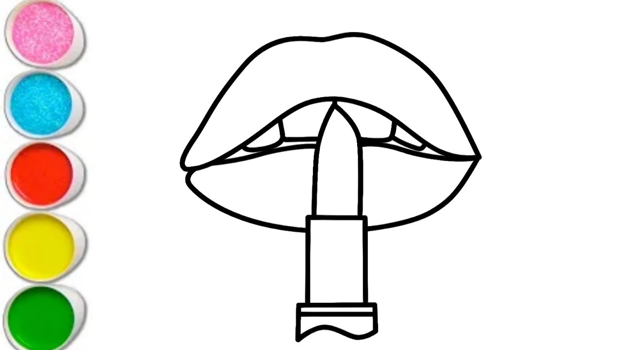 Lips, Lipstick Drawing Painting and Coloring for Kids Toddlers Basic ...