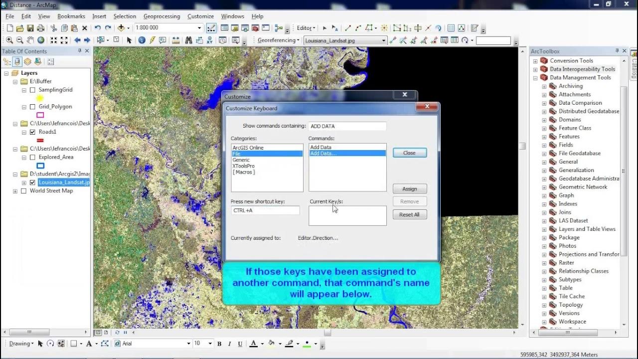 Assigning a shortcut key on ArcGis - YouTube