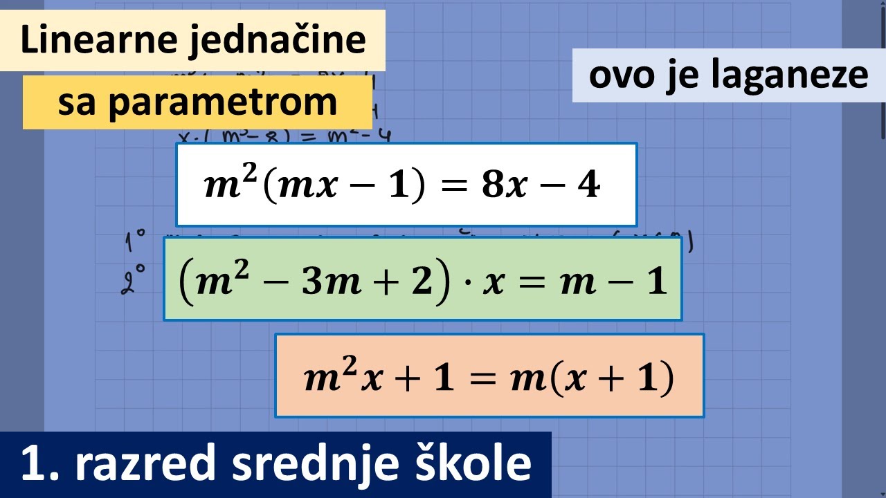 Linearne jednačine sa parametrom matematika za 1 razred srednje škole ...