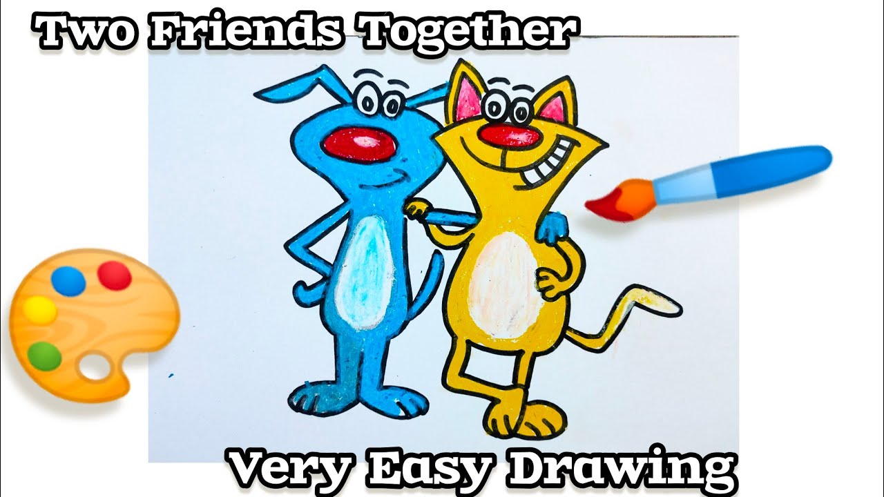 two Friends Together Very Easy Drawing #art #drawing @Subhashis. - YouTube