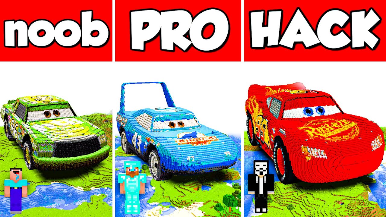 Minecraft LIGHTNING MCQUEEN & KING DINOCO & CHICK HICKS - NOOB vs PRO ...