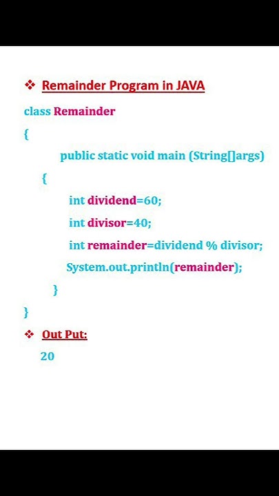 How To Get The Remainder Value Through Java Program Java Javaprogramming Coding Youtube