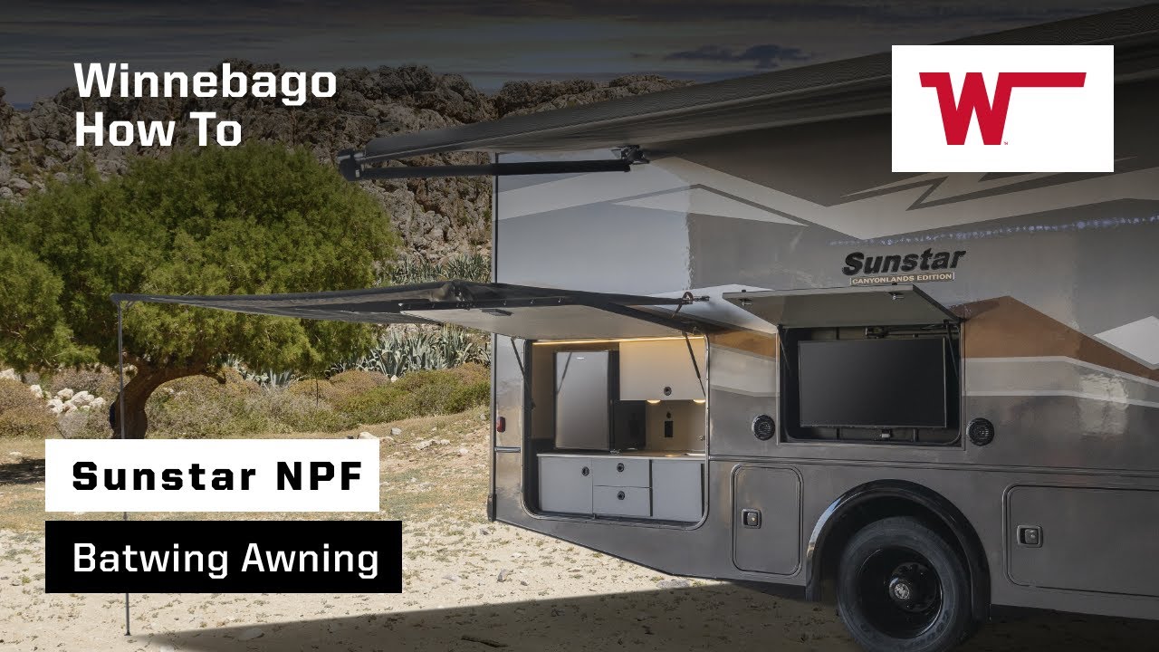 Winnebago Sunstar: How to Operate the "Batwing" Awning - YouTube