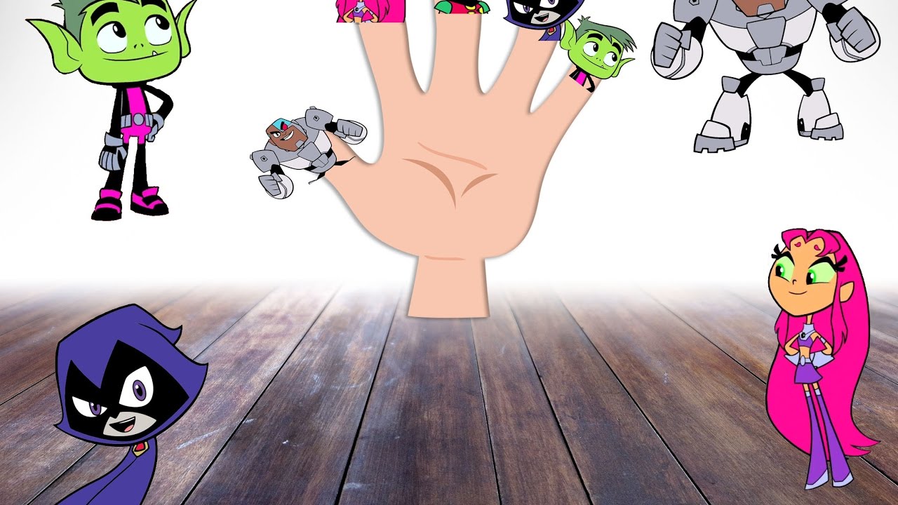 Teen Titans Go! Robin Cyborg Raven Beast Boy Starfire Finger Family ...