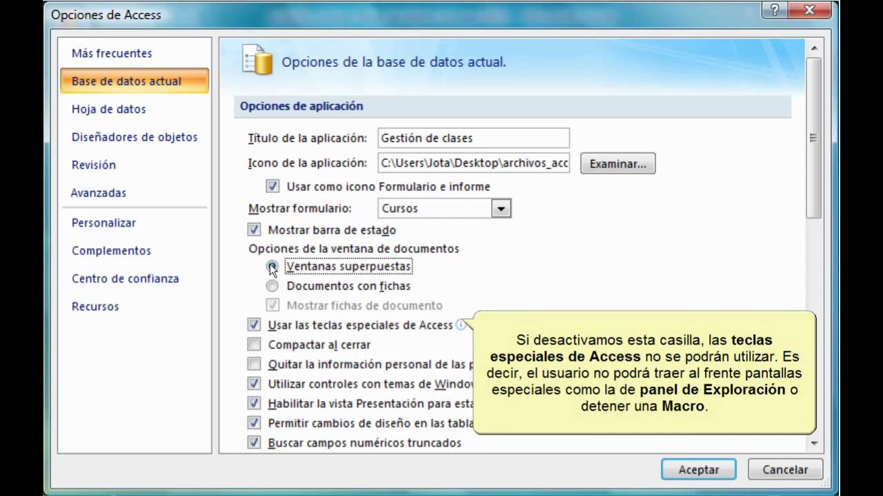 Curso de Access 2007. 16. Las opciones de inicio. - YouTube