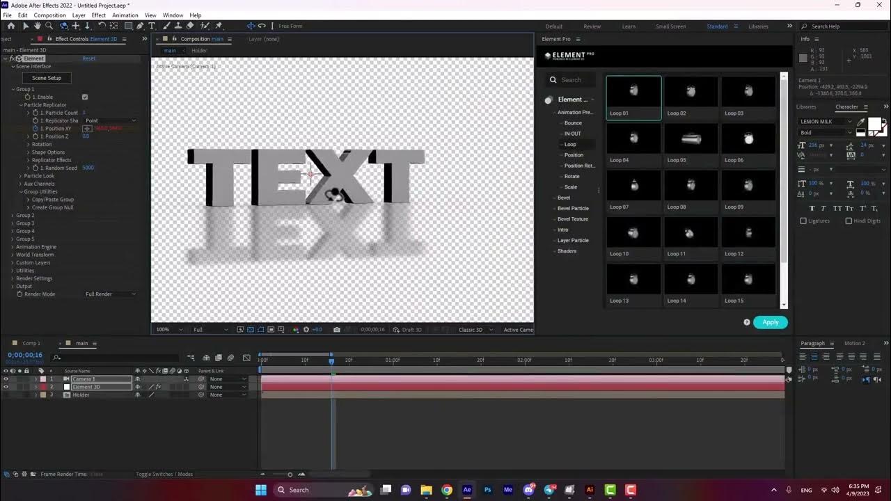 Motion Preset Text - 3D Presets for Element 3D Tutorials - YouTube