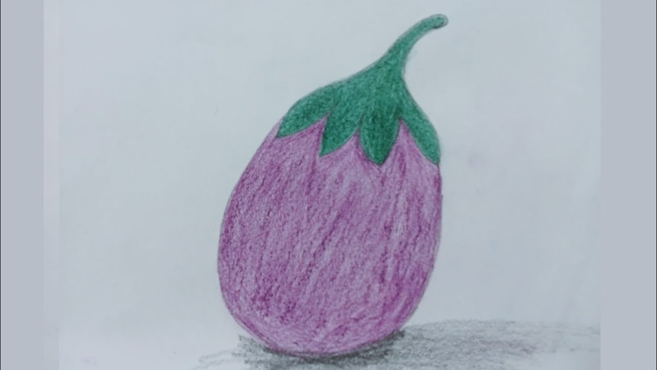 Draw Brinjal|easy Brinjal drawing|Brinjal drawing step by with color ...