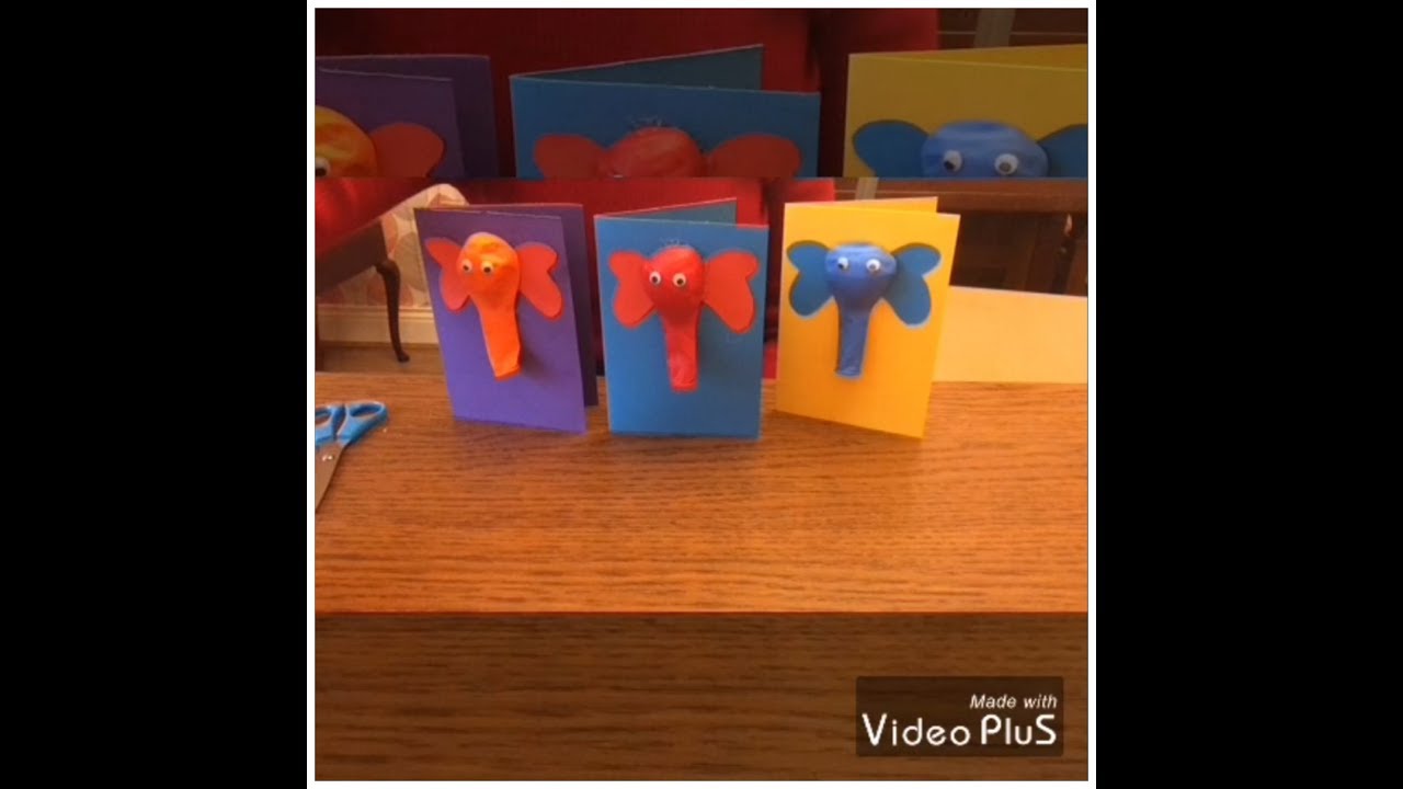 Balloon Elephant Card--easy kids fun craft - YouTube