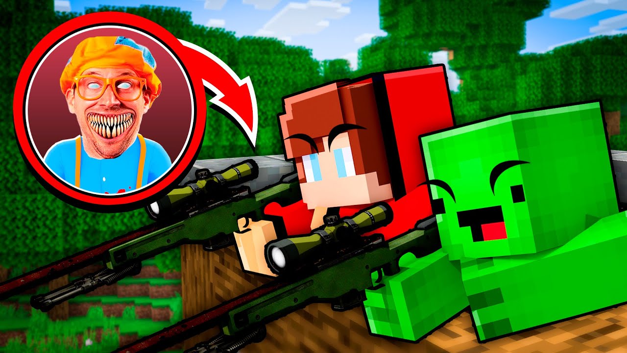 How JJ and Mikey Became Snipers to Hunt SCARY BLIPPI.EXE in Minecraft ...