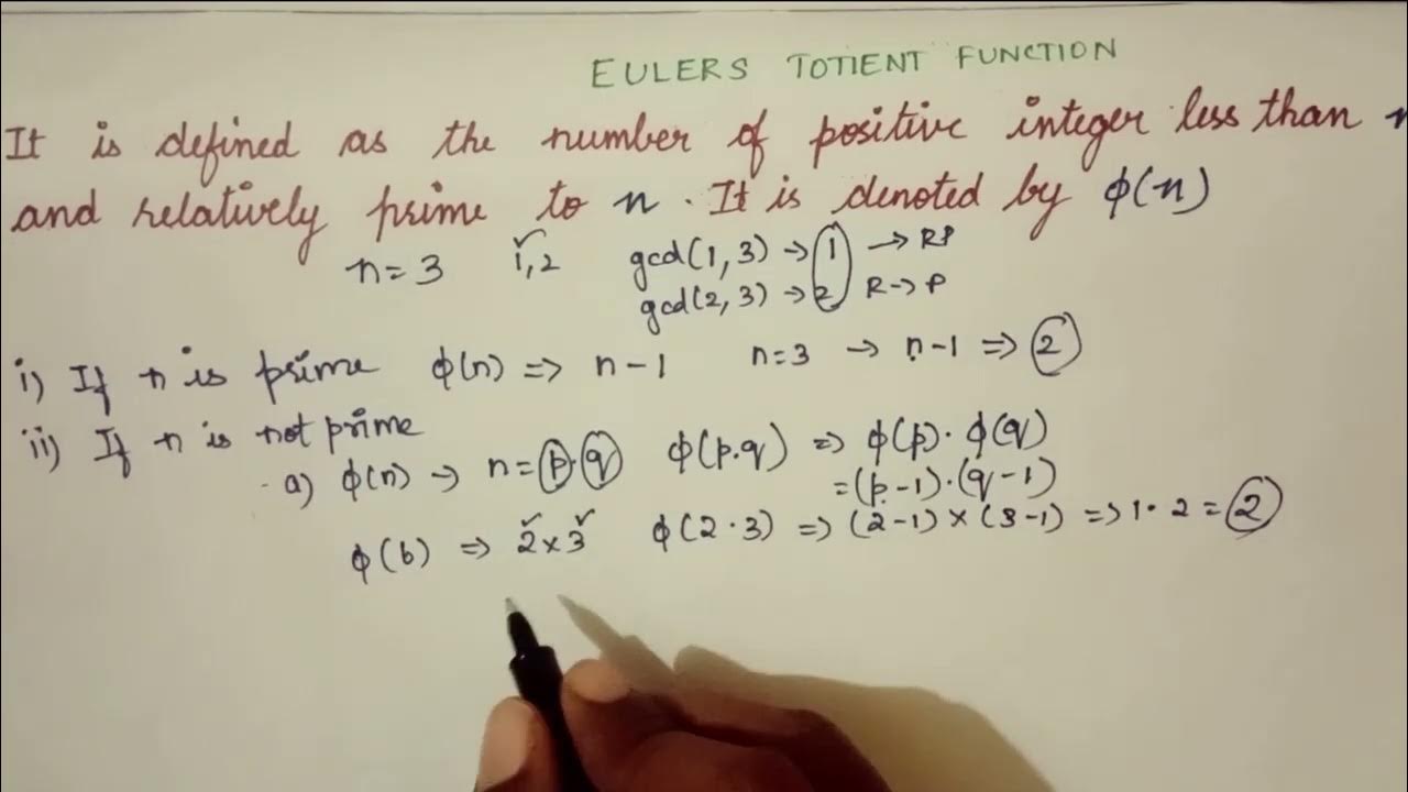EULER'S TOTIENT FUNCTION PROBLEM |MATHEMATICAL FOUNDATION ASYMMETRIC CRYPTOGRAPHY EXPLAINED IN ...