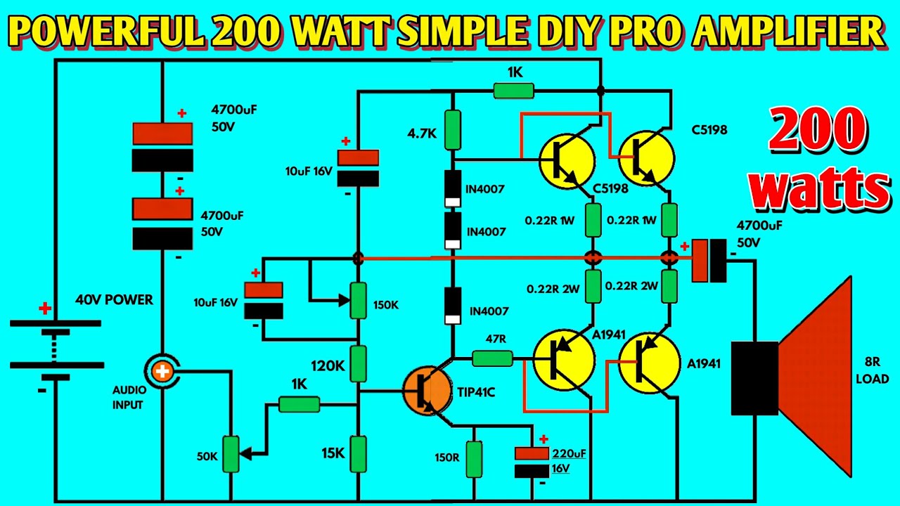 BASIC DIY 200 WATT HIGH POWER AMPLIFIER MAKING [3107] - YouTube