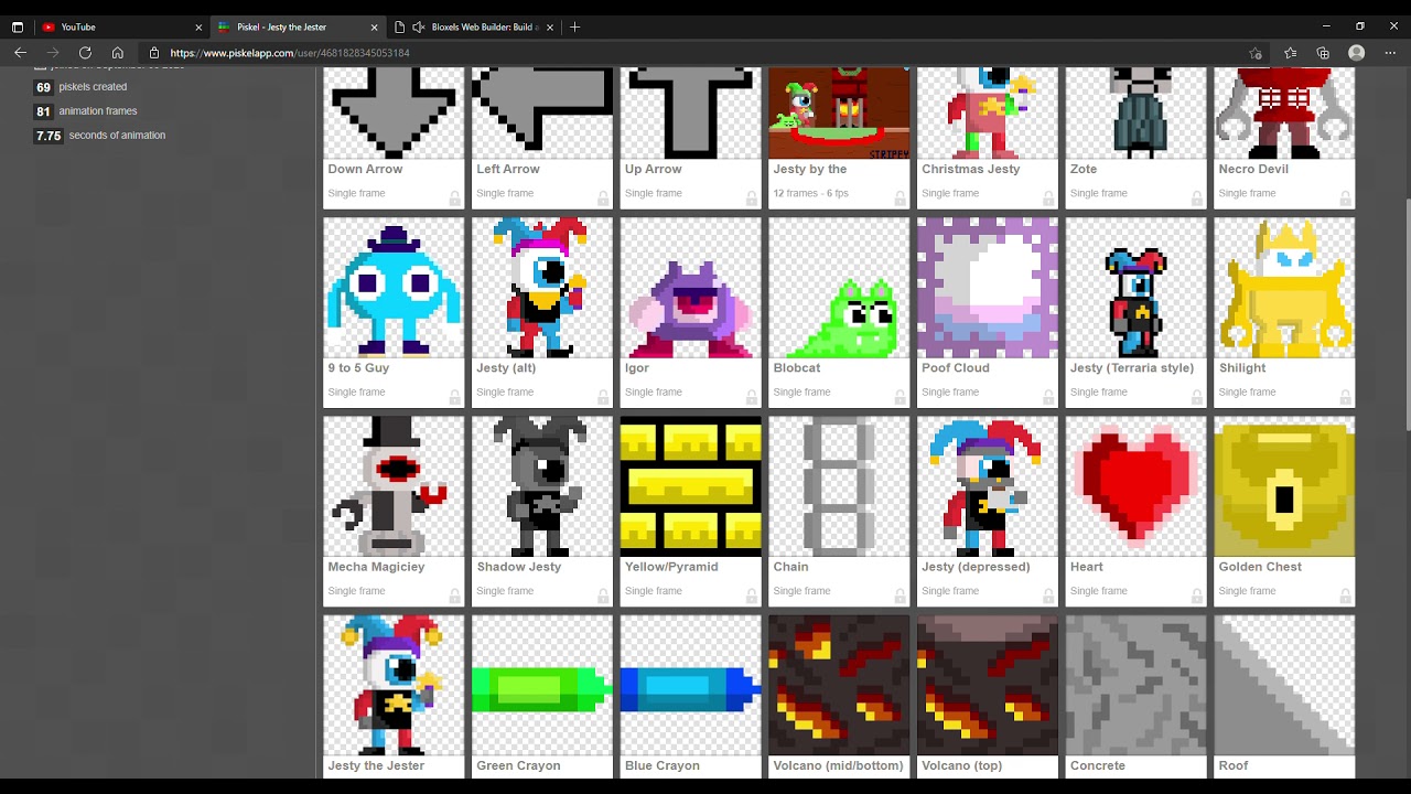 All my Piskel sprites - YouTube