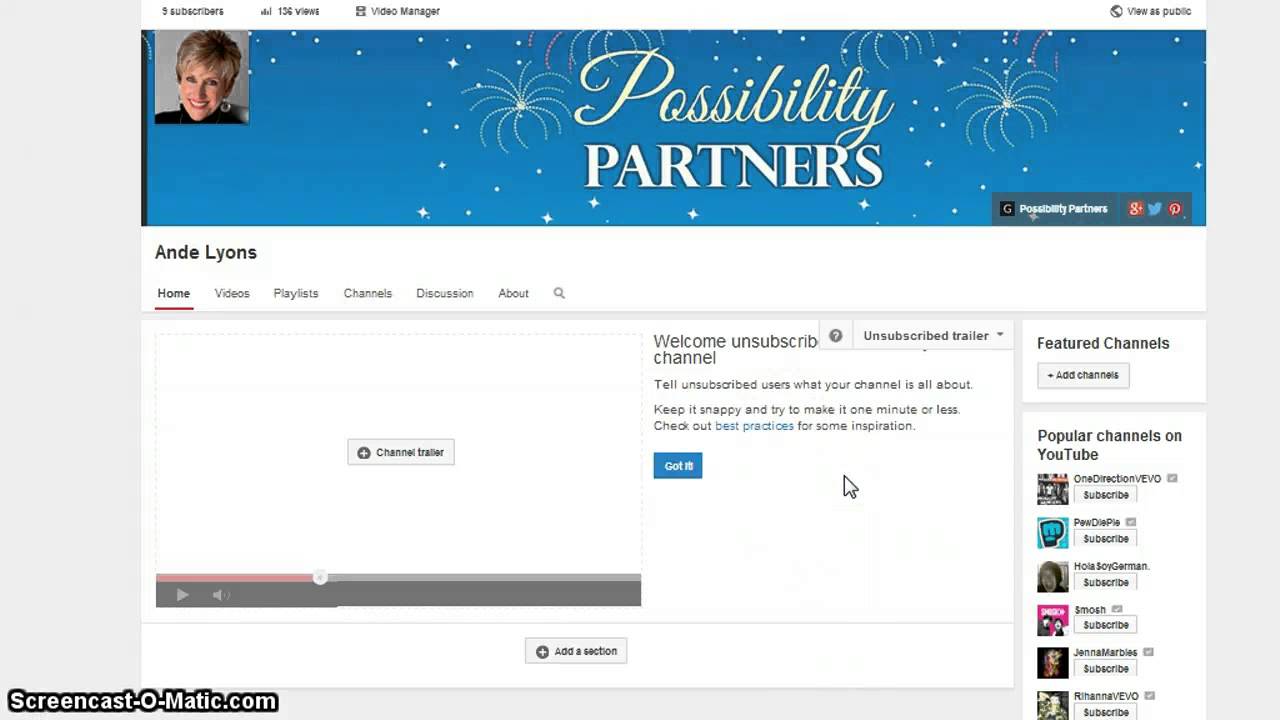 How To Create a YouTube Welcome Page - YouTube