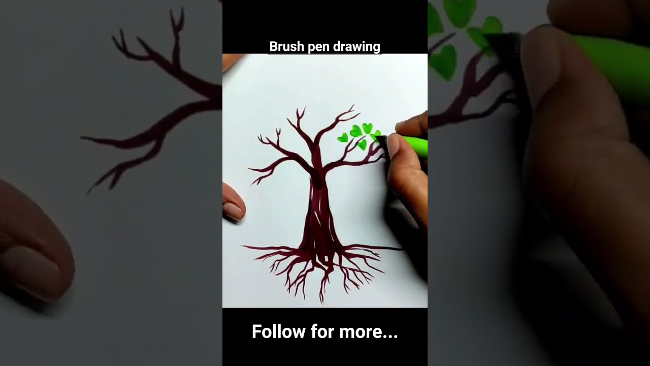 Peepal Tree Drawing For Kids With Colour