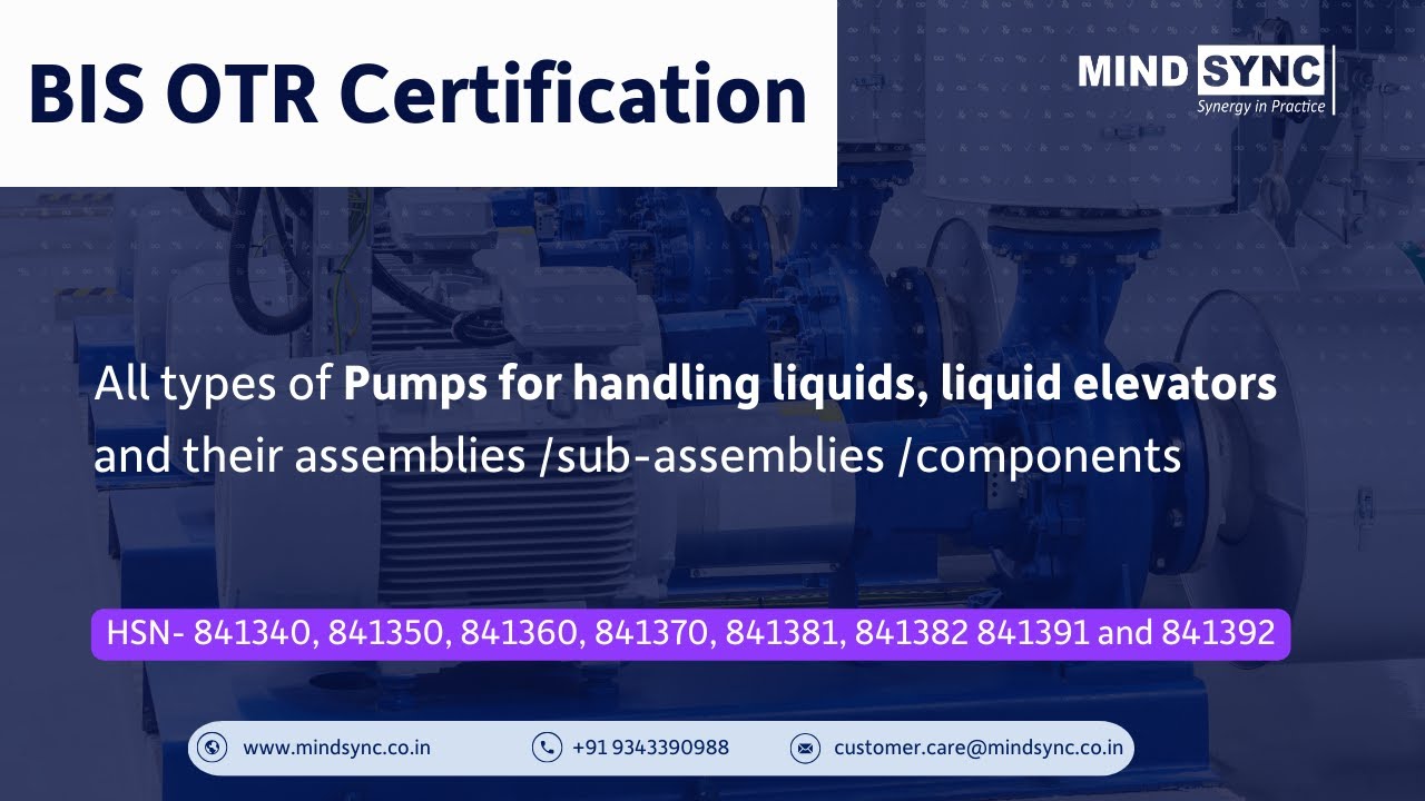 BIS Certification for Pumps for handling liquids, liquid elevators, and ...