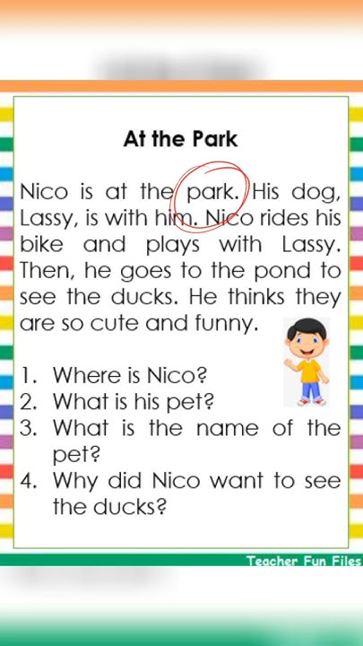 At the Park: Reading Comprehension - YouTube