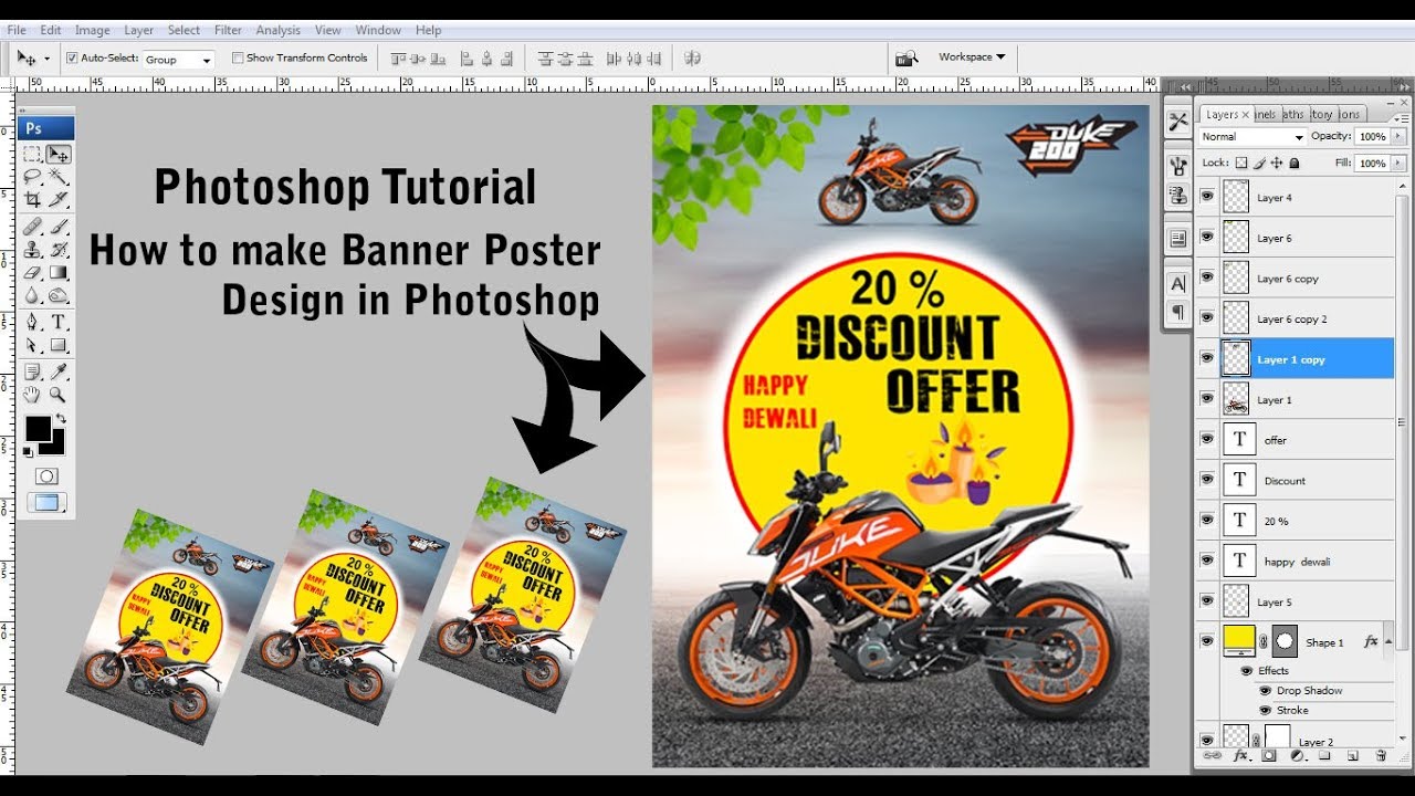 How to make Banner Poster Design in Photoshop ~~ Photoshop Tutorial~~Ad ...