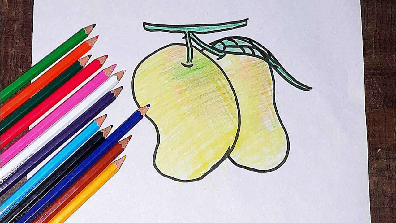 how to draw a mango 🥭 for kids easy drawing 😄 step by step - YouTube