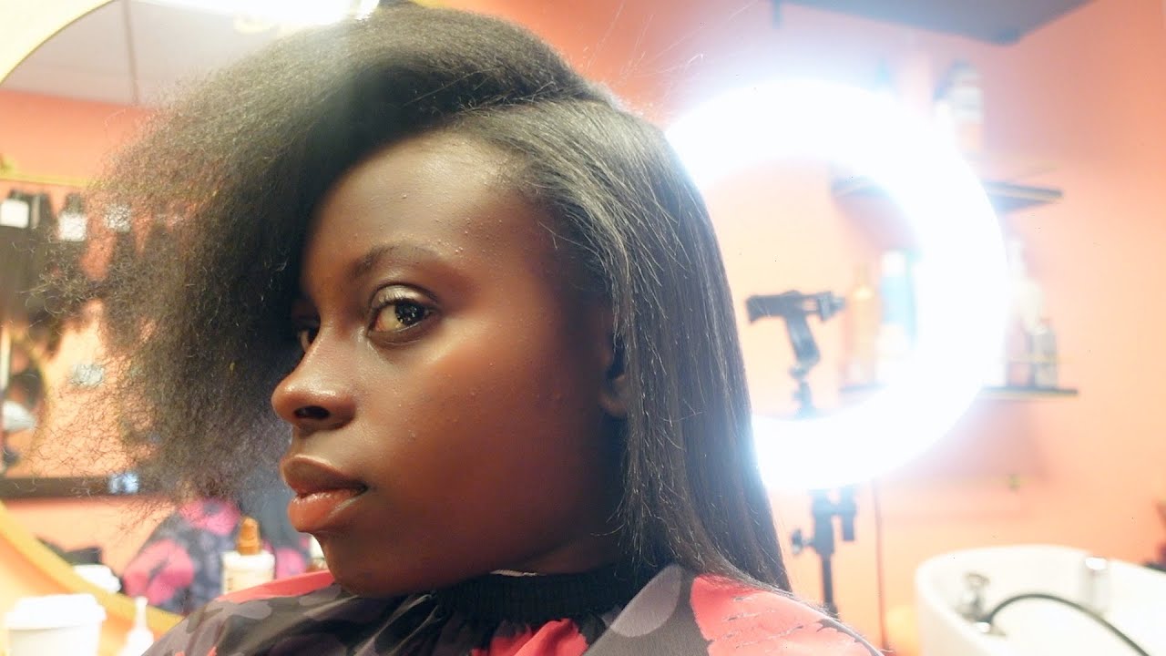 a black girl’s first silk press is life changing - YouTube