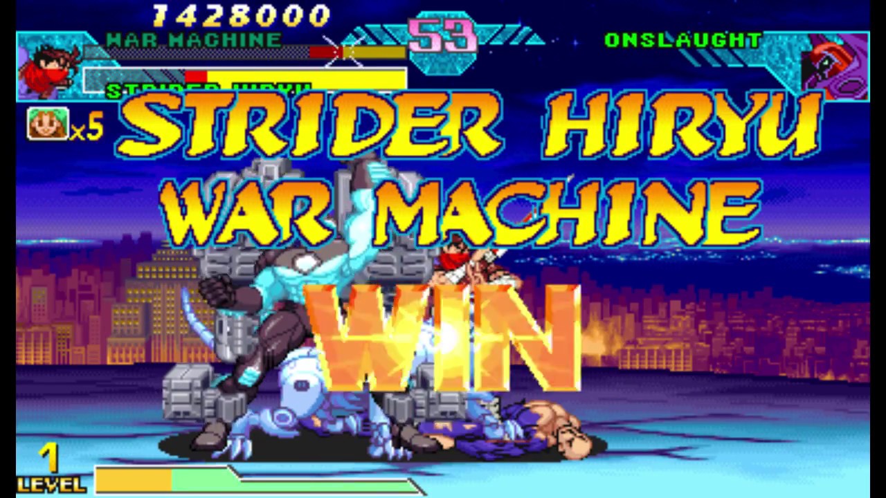 Marvel vs Capcom 1 ( Arcade ) - Strider Hiryu / War Machine Playthrough ...