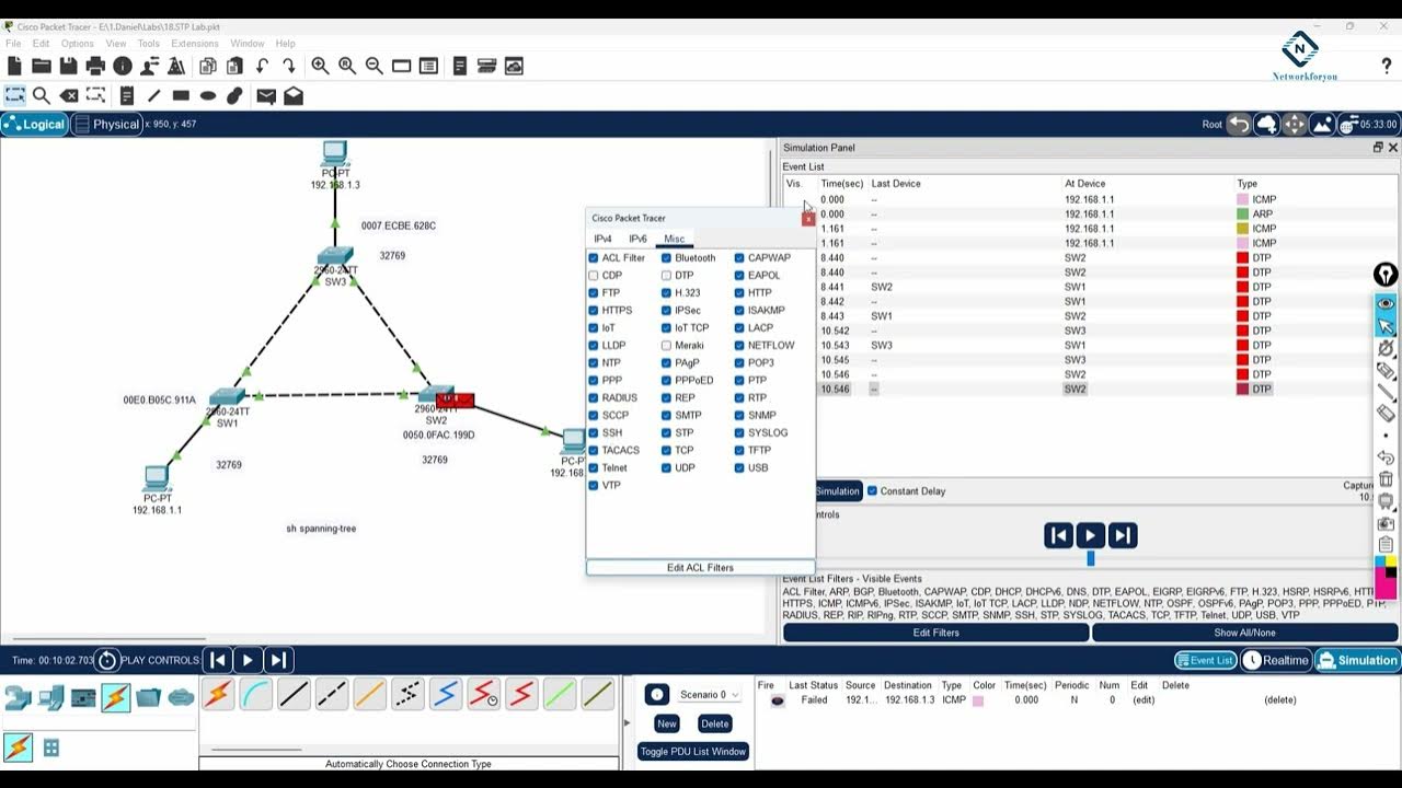 STP Basic Lab in Packet Tracer Part 2 | CCNA | Packet Tracer - YouTube