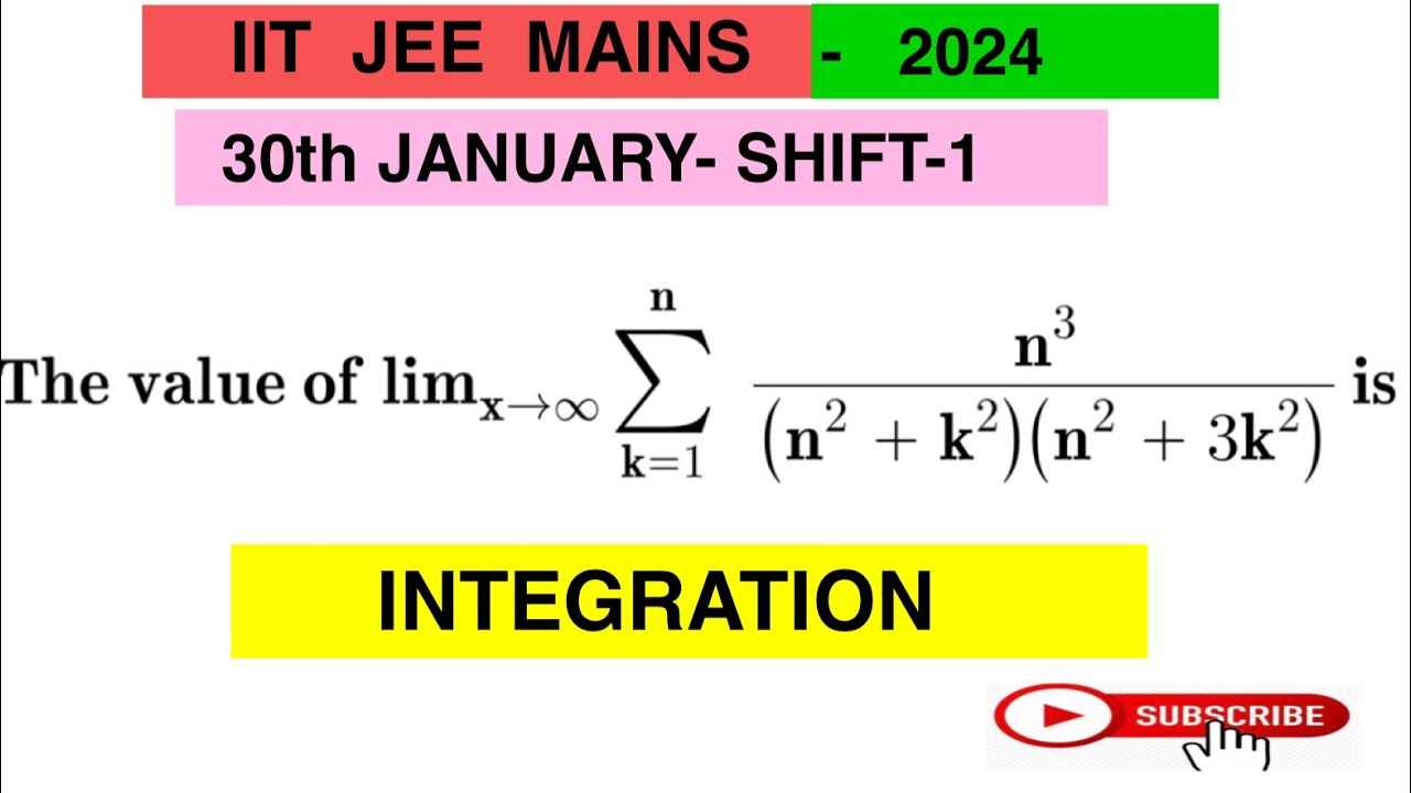 #iitjeemains2024 The value of lim x-Infinity sigma n^3/(n^2+ k^2)(n^2 ...