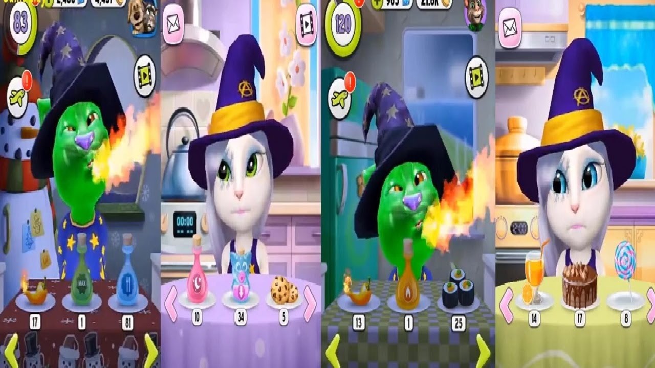 My Talking Tom Level 83 VS 120 VS My Talking Angela Level 50 VS 872 ...
