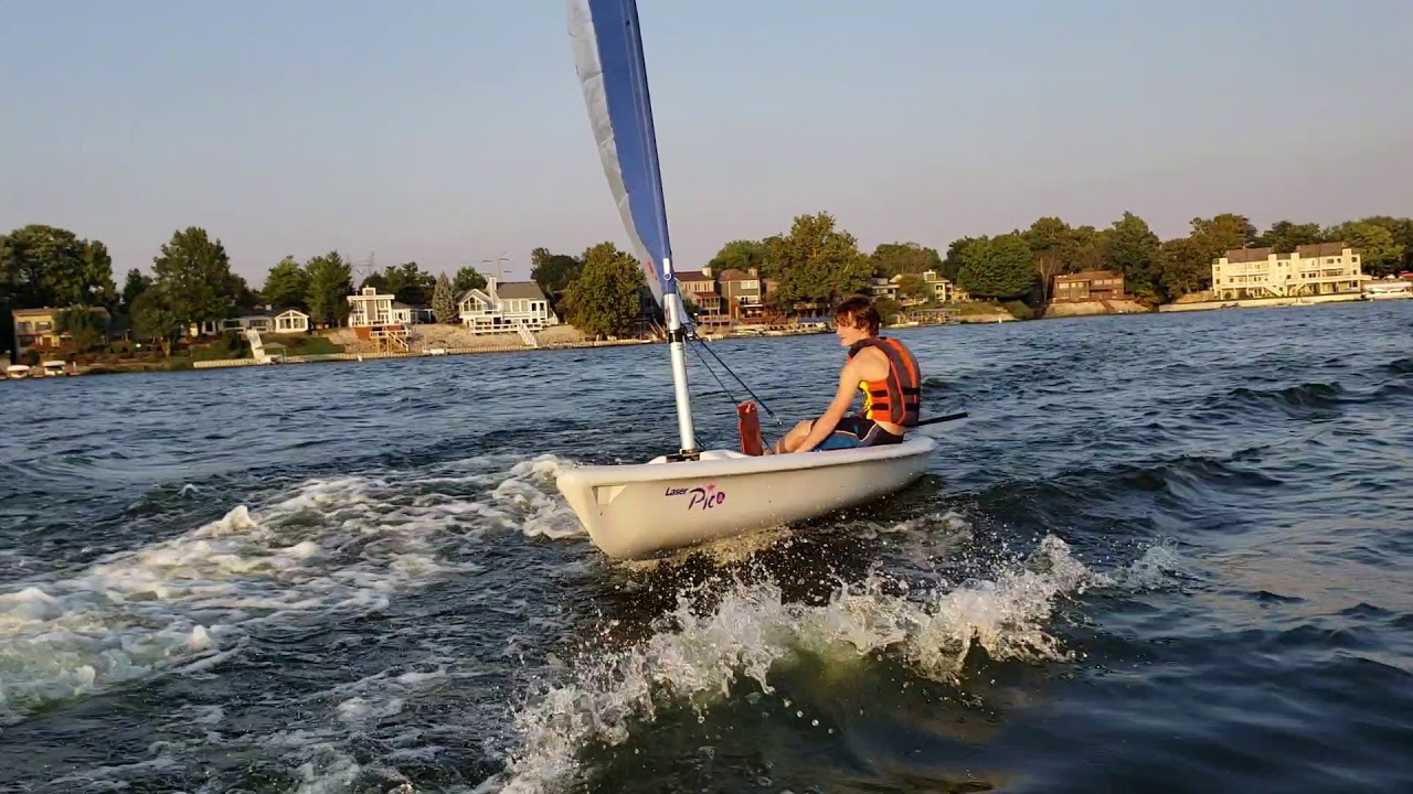 Sailing the Laser Pico at Sunset - YouTube