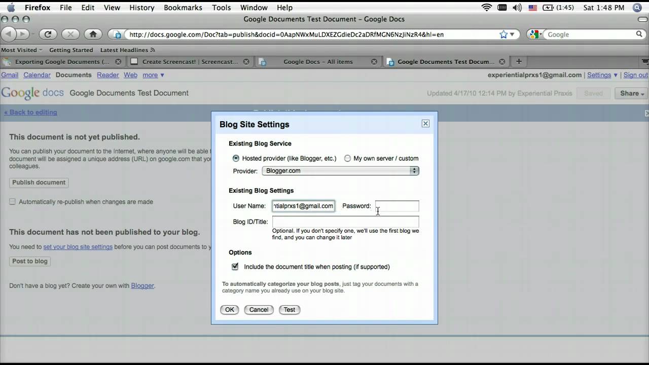 Posting to your blog from Google Docs - YouTube