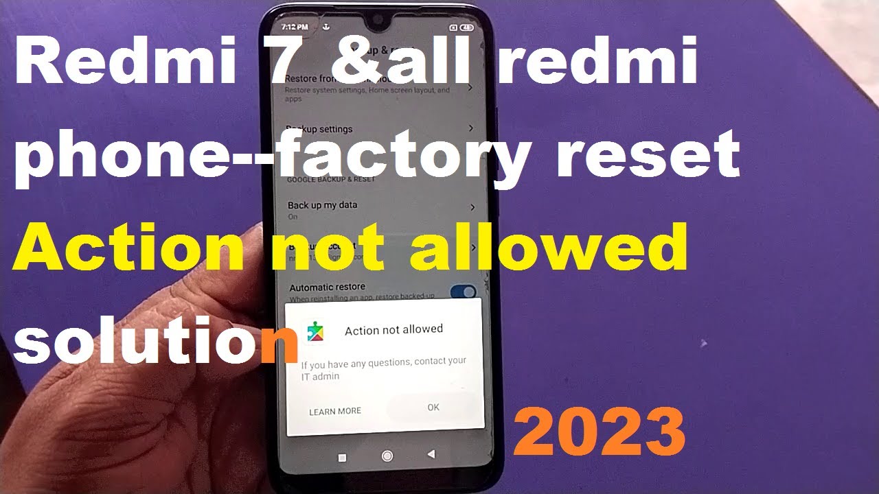 Redmi 7 Factory Reset Action Not Allowed solution 100% Done ! All Redmi ...