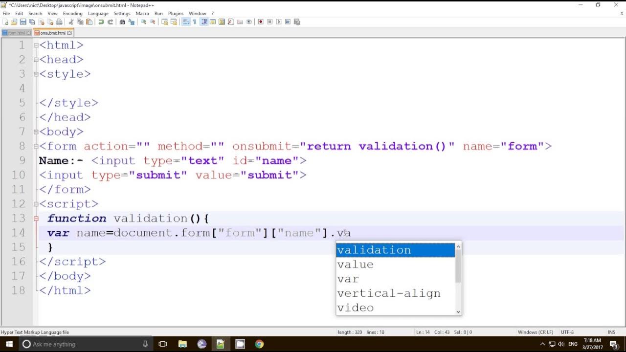 onsubmit event in javascript - YouTube
