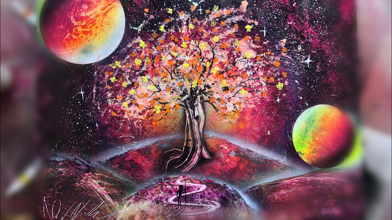 Tree on fire - spray painting - YouTube