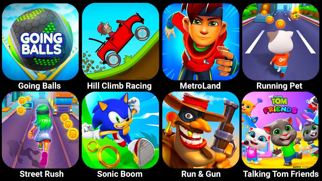 Hill Climb Racing, Going Balls, Subway Hero Run, Runner Coaster, Count ...