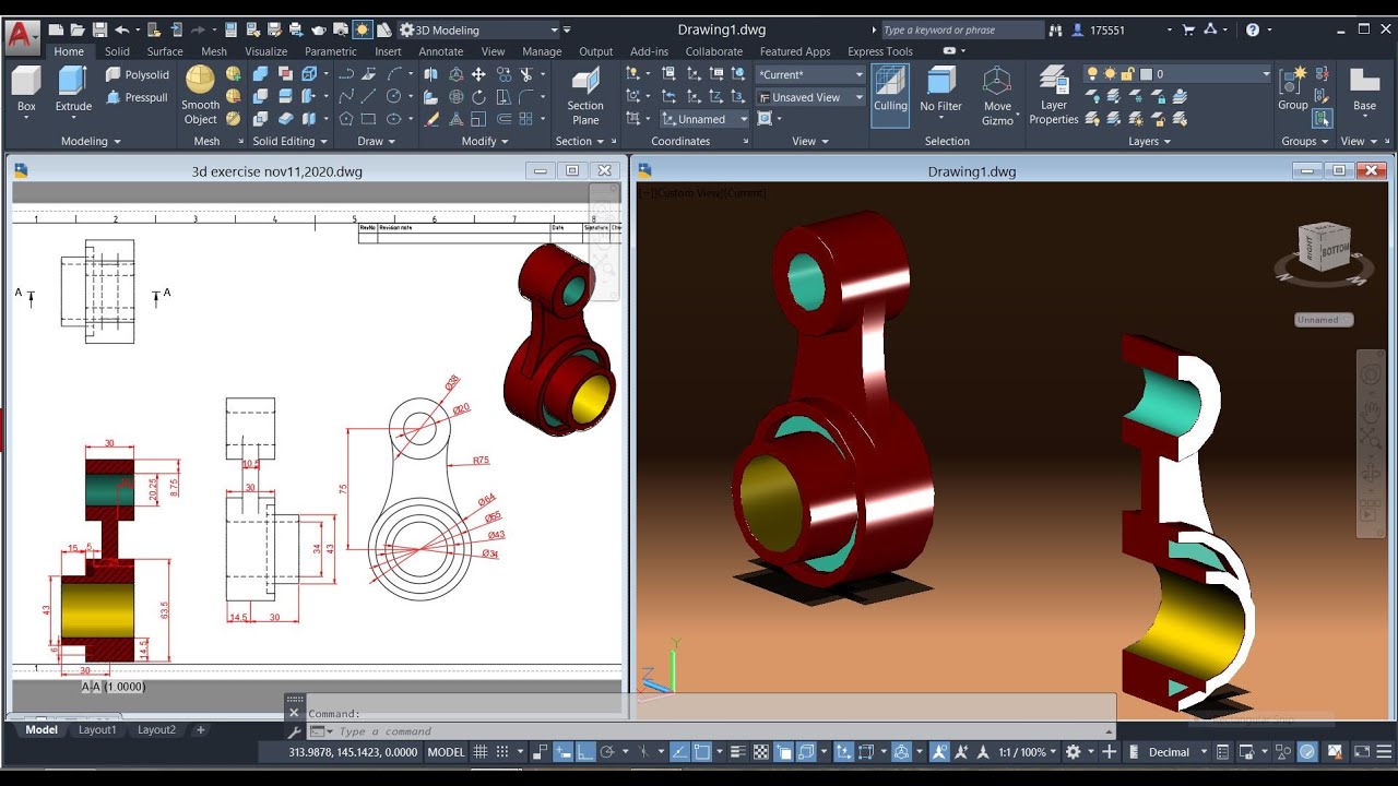 SIMPLE MECHANICAL 3D MODEL IN AUTOCAD 2020 YouTube simple-mechanical-3d-model-in-autocad-2020-youtube
