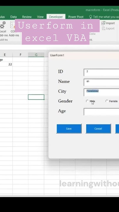 Userform In Excel Vba Ytshorts Youtubeshorts Exceltipsandtricks Shortvideo Shorts