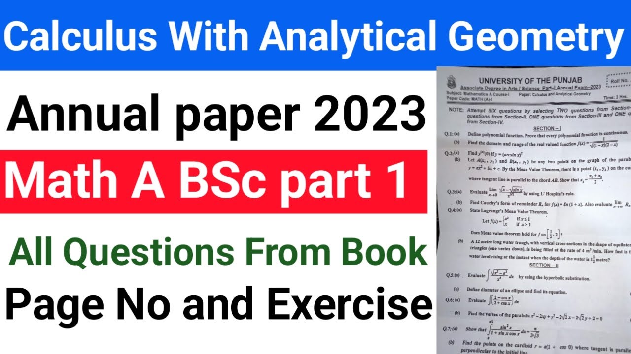 Math A BSc part 1 Annual Paper 2023 Complete Questions From book ...