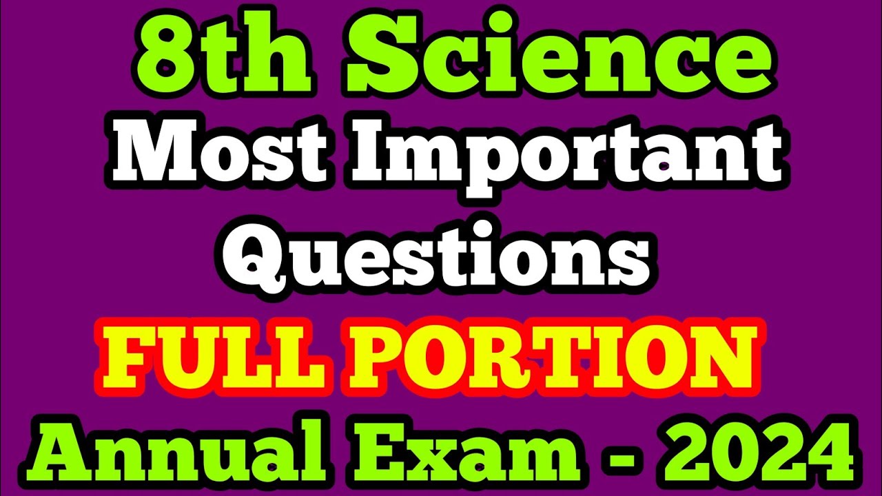 8th Science Important Questions Annual Examination April-2024 class 8 ...