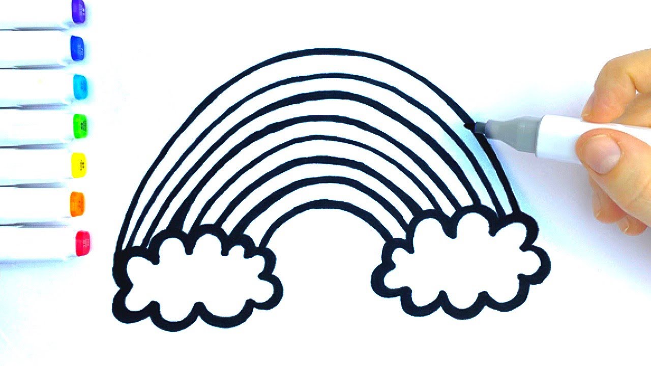 How to draw and colouring a rainbow. Easy drawing for kids - YouTube