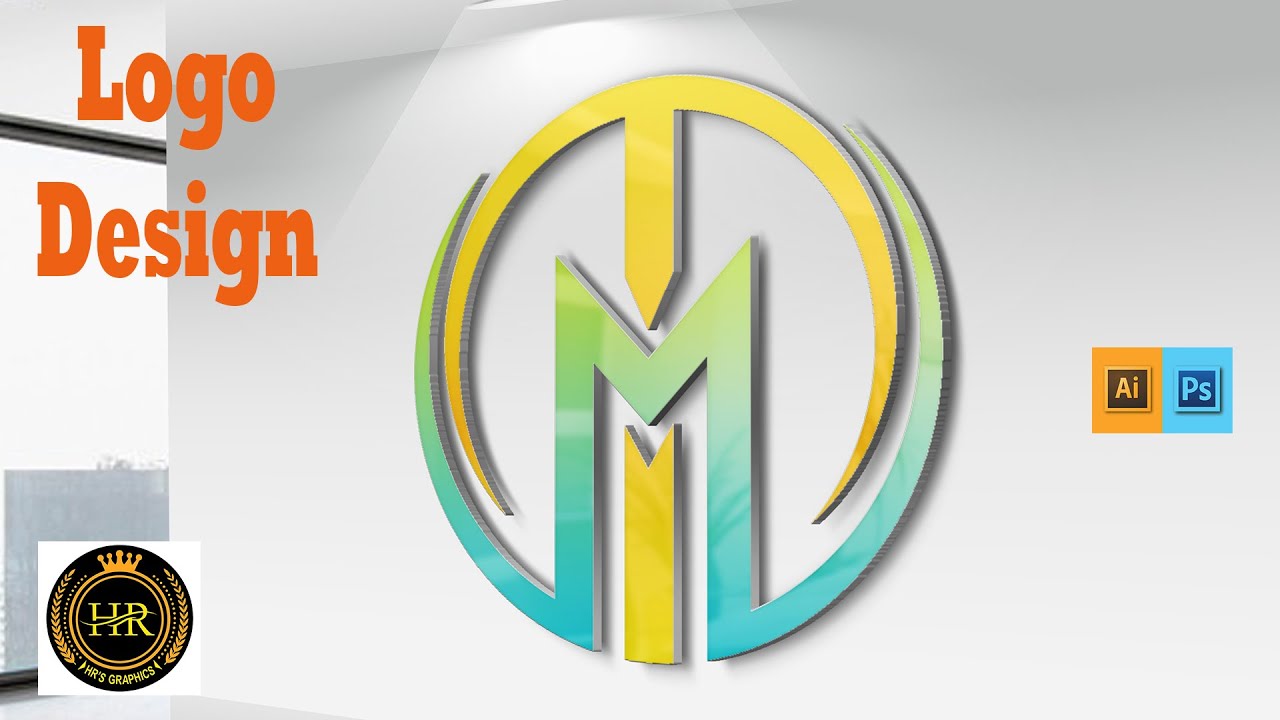 M letter logo design| professional logo design tutorial| how to m ...