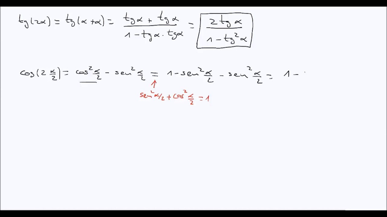 RAZONES TRIGONOMÉTRICAS DEL ÁNGULO DOBLE Y DEL ÁNGULO MITAD. HD - YouTube