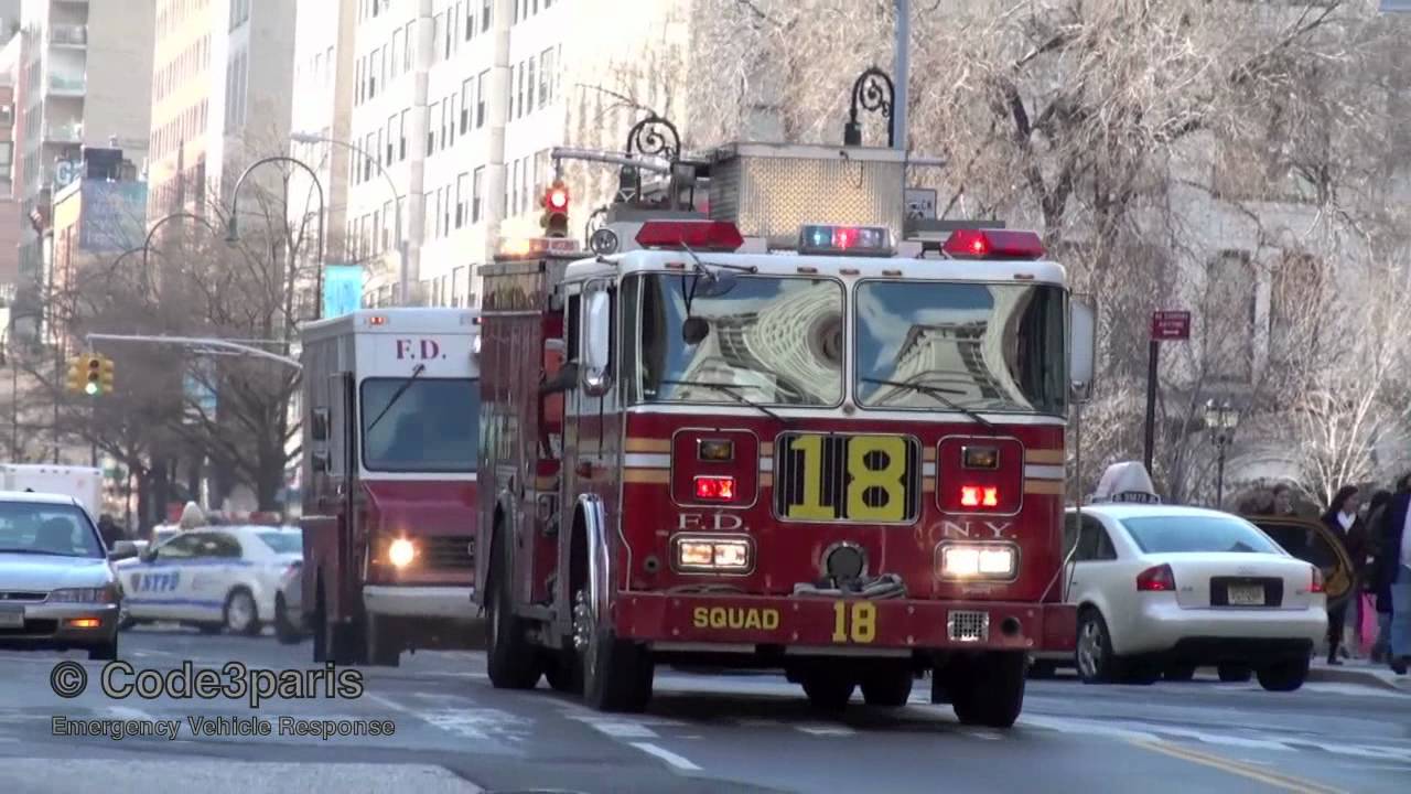 FDNY Squad 18 + Haz-Mat Operations Truck - YouTube