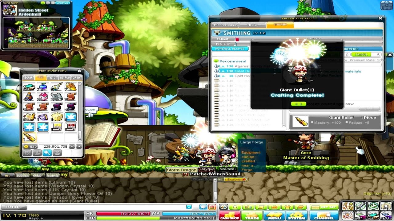 Sanchez Games MapleStory Europe - Crafting a Giant Bullet - YouTube