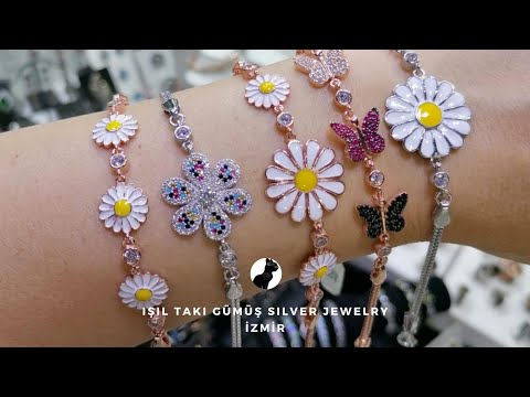 Gümüş Papatya Bileklik 925k silver daisy butterflies bracelets summer fashion yaz modası