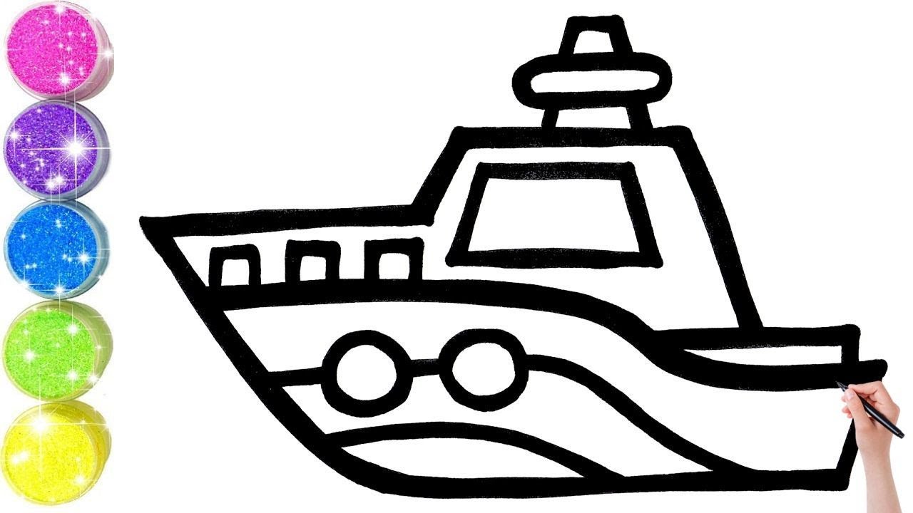 Boat Drawing, Painting and Coloring for Kids, Toddlers | How to Draw ...