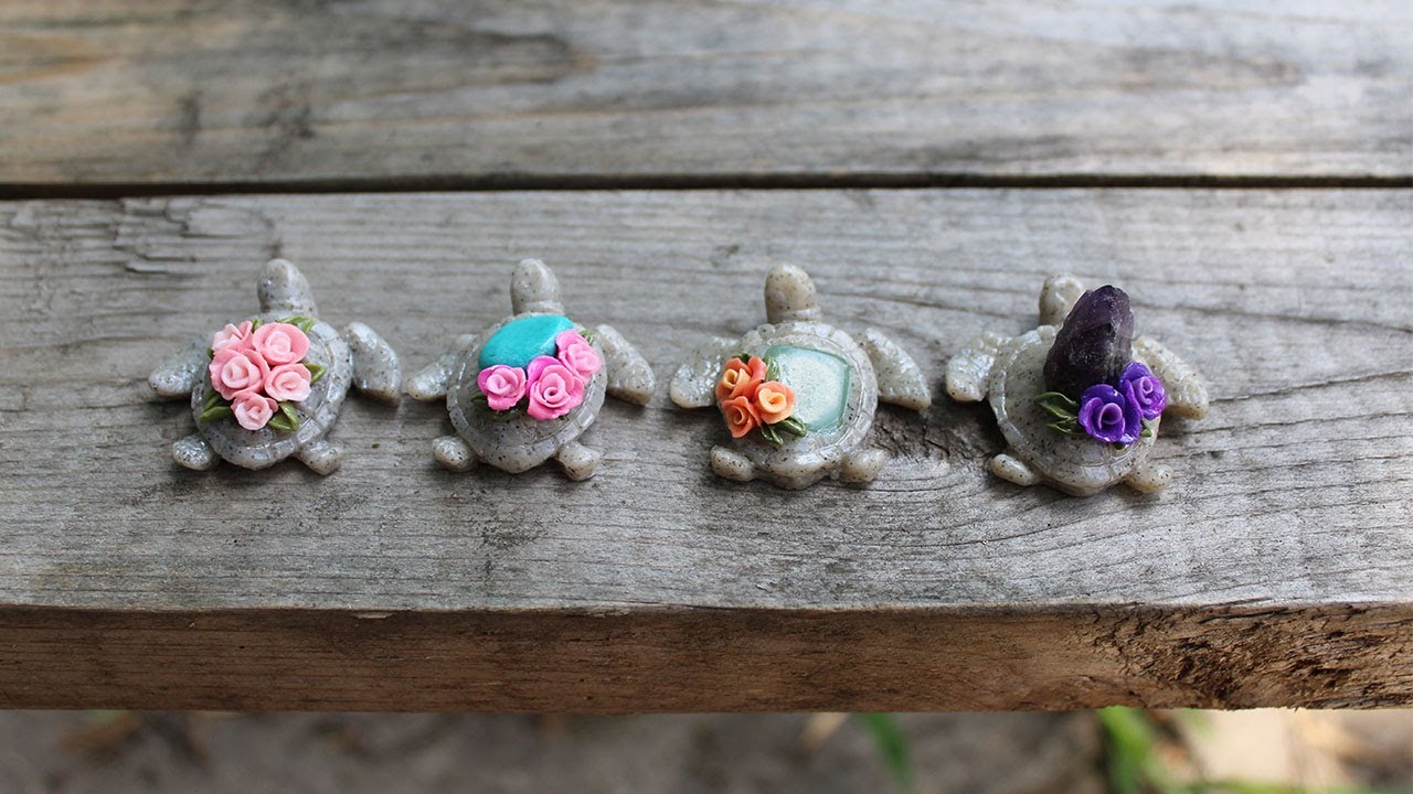 Polymer clay flower turtle tutorial - YouTube