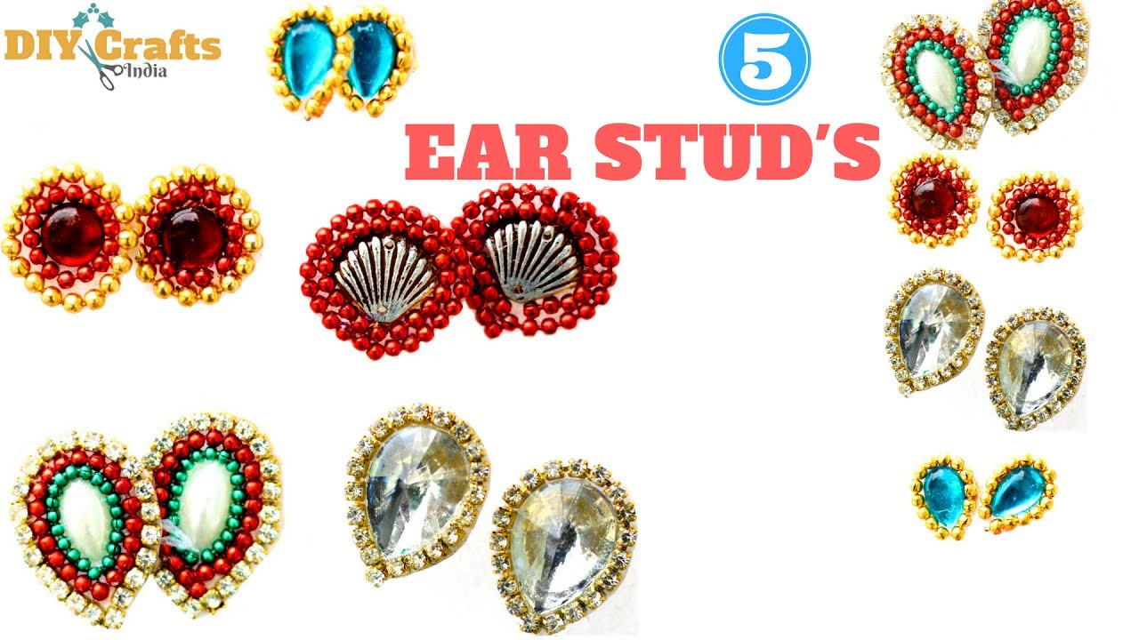 5 Easy Canvas Paper Earrings || Paper Ear Studds || DIYCrafts India #25 ...